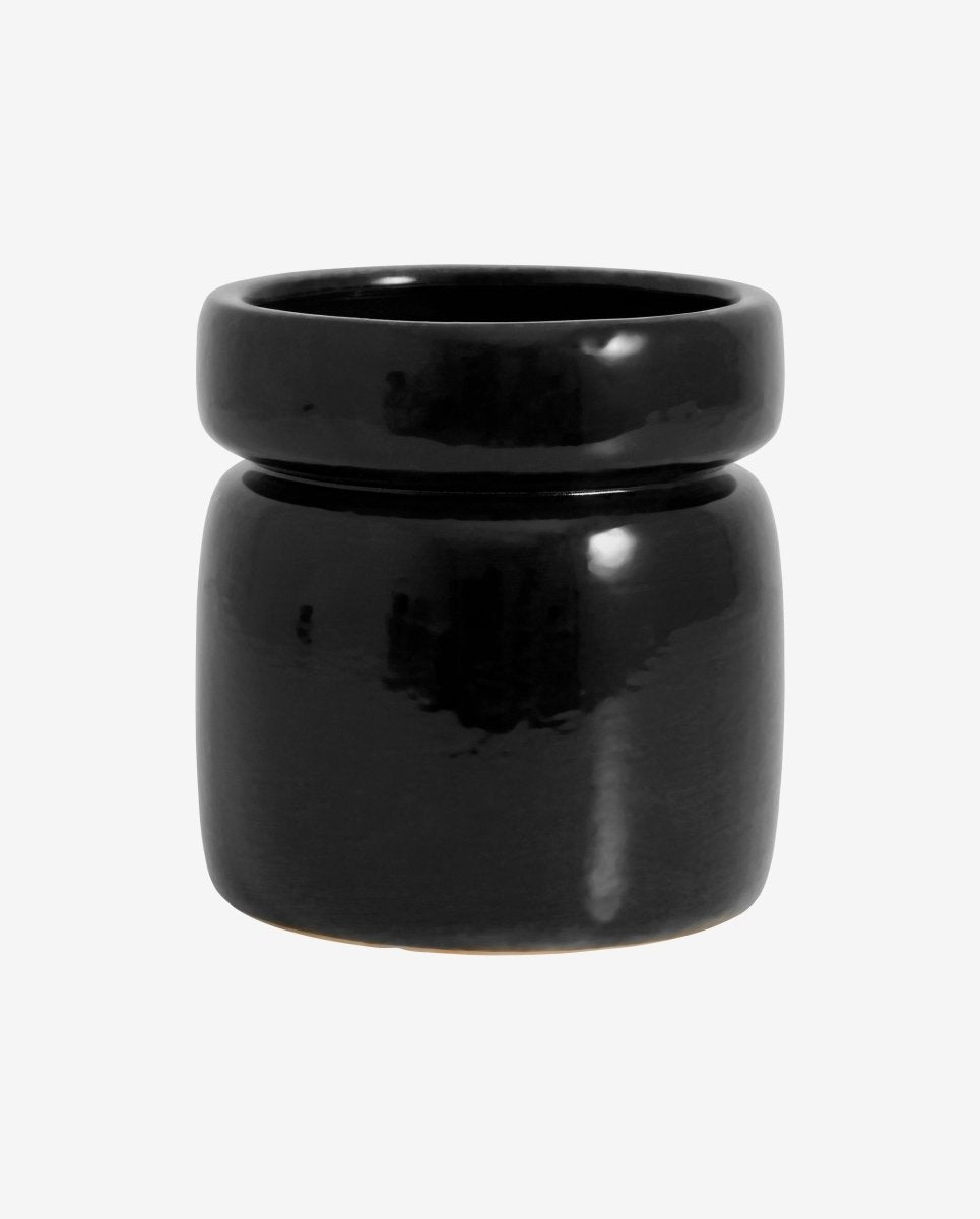ISA pot, S, shiny black glaze | nordal.com